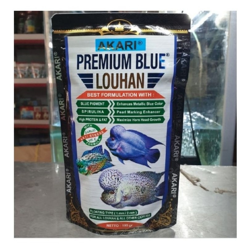 Jual Akari Premium Blue Louhan Pro 100Gram 100Gr Makanan Pelet Ikan ...