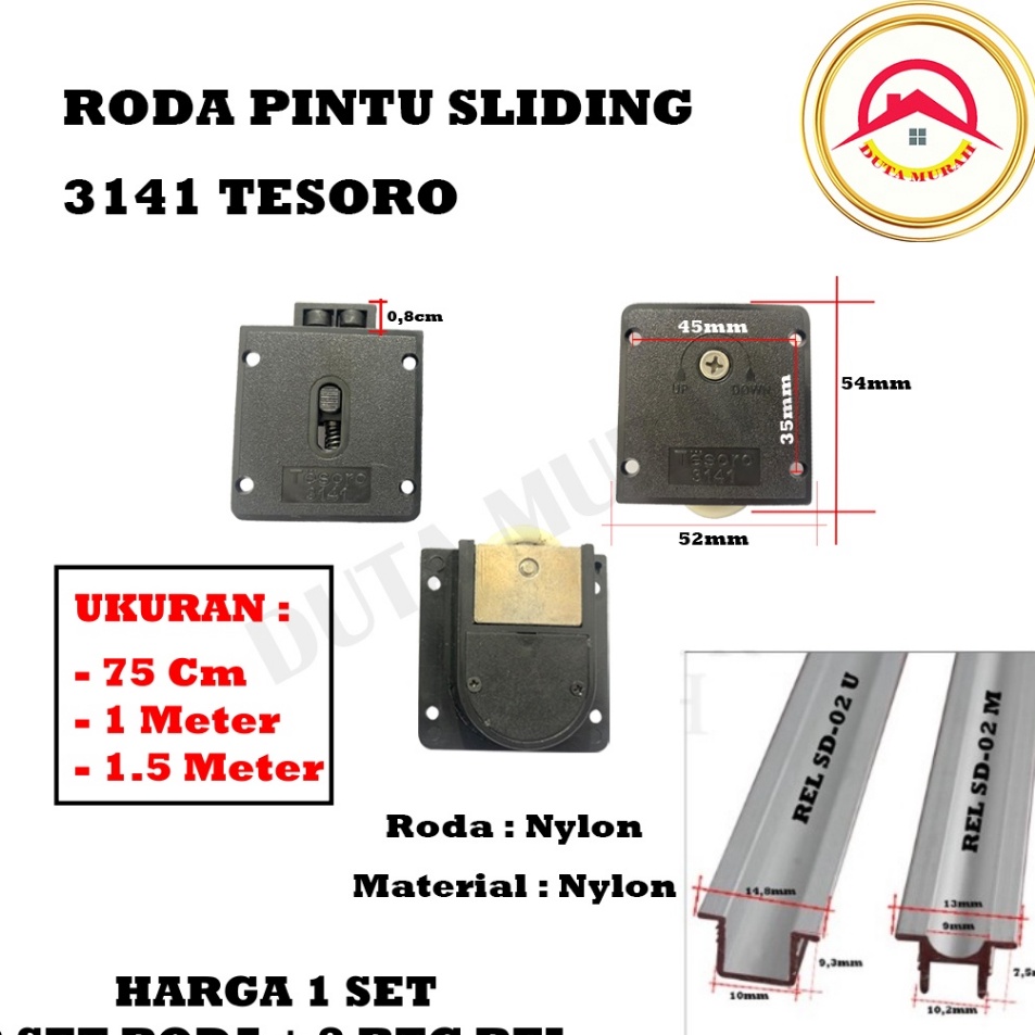 Jual ms Roda Pintu Lemari Geser SD 3141 Rel SD 2 U M Pintu Lemari Geser ...