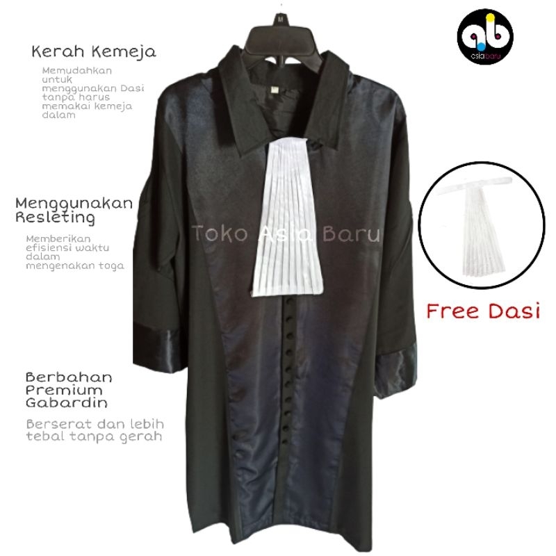 Jual TOGA PENGACARA/ADVOKAT GABARDIN PREMIUM 100% ORIGINAL BLACK ...