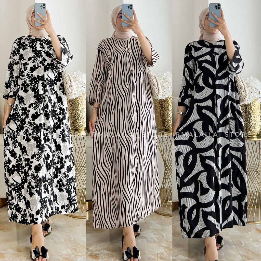 Jual FDM RR FASHION - DASTER WANITA MOTIF KEKINIAN TANGAN 7/8 / Dress ...