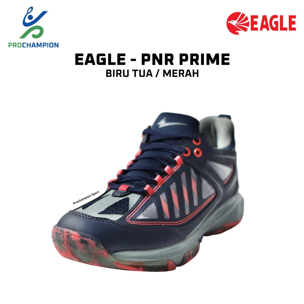 Jual New ! Sepatu Badminton Eagle Shoes PNR Prime Biru Tua Merah | Shopee Indonesia