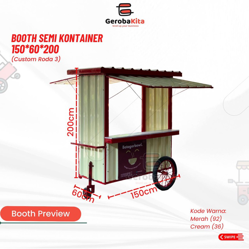 Jual Booth Semi Container Roda 3 ukuran 150x60x200 | Shopee Indonesia