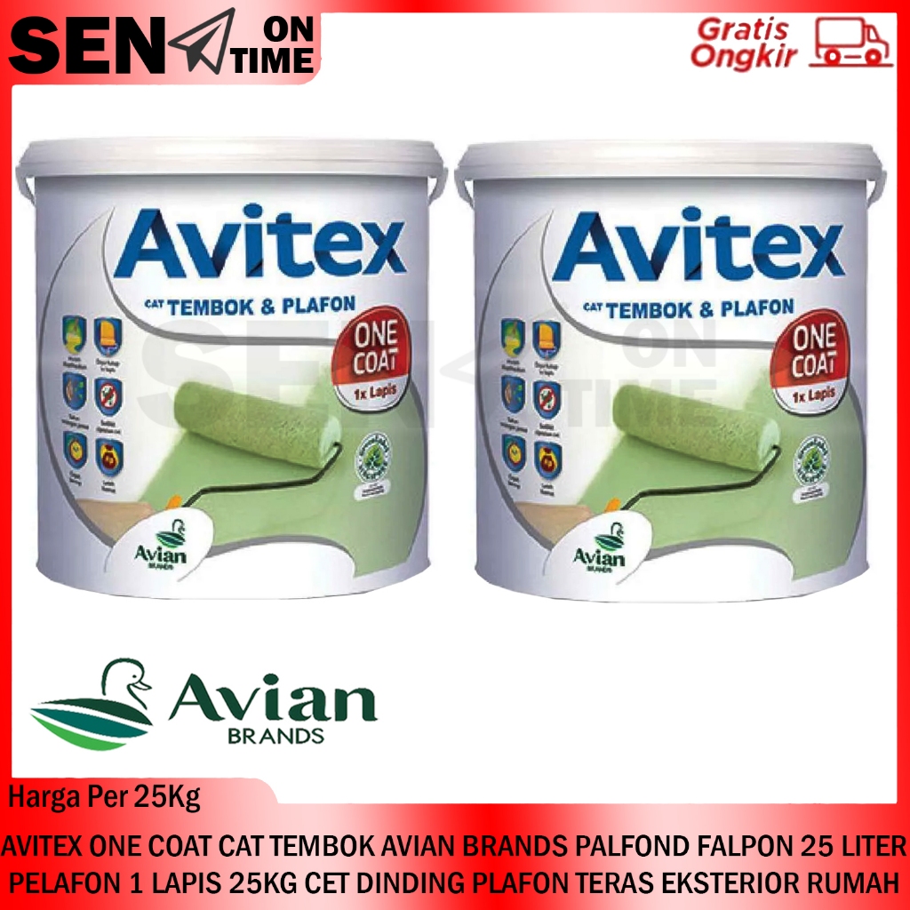 Jual CAT TEMBOK PELAFON AVIAN BRANDS PALFOND FLAPON AVITEX ONE COAT 1 ...
