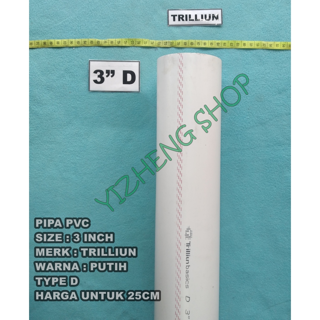 Jual Pipa PVC 3 INCH TRILLIUN TYPE D PANJANG 25CM ATAU 20CM | Shopee ...