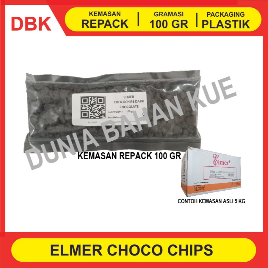 Jual CHOCOCHIPS DARK ELMER / COKLAT CHIP / CHOCO CHIPS - 100 GR ...