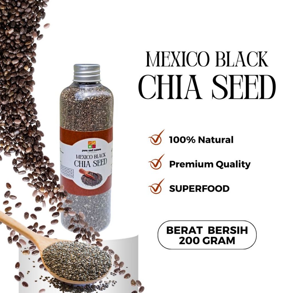 Jual Chia Seed Mexico/ Black Cia Sead/ Biji Chia Seeds Untuk Diet 200 ...