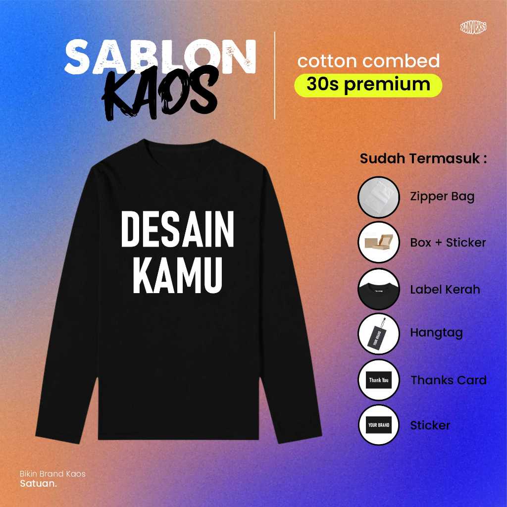 Jual Kaos Custom Satuan Cotton Combed 30s PREMIUM Lengan Panjang ...