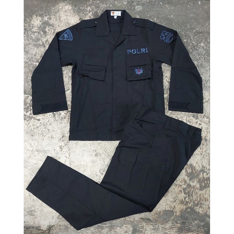 Jual Seragam PDL Tactical Hitam Halus Brimob 2023 | Shopee Indonesia