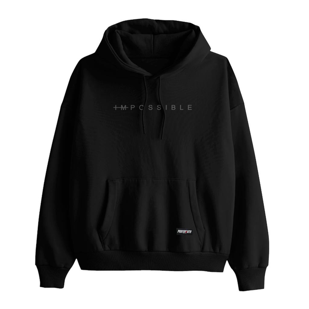 Jual PRAYERFAITH - Hoodie Pria Impossible Pitch Black | Shopee Indonesia