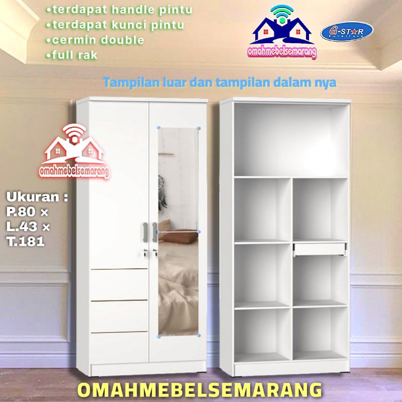 Jual Lemari pakaian 2 pintu full rak GSTAR LCSPR KARIN tempat rak baju ...