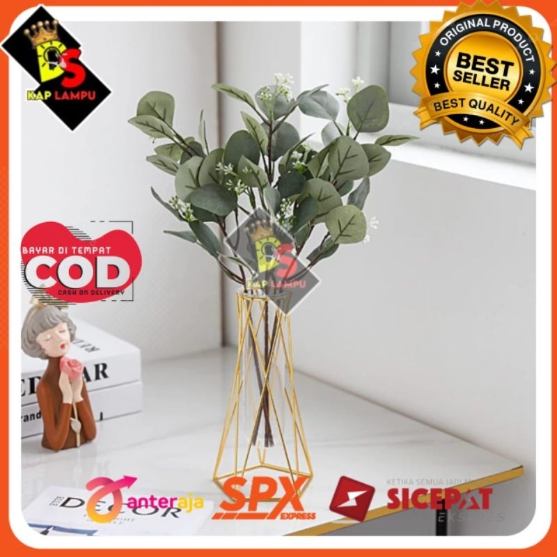 Jual Vas Bunga Hias Segi 5 Gold Hias Ruangan | Shopee Indonesia