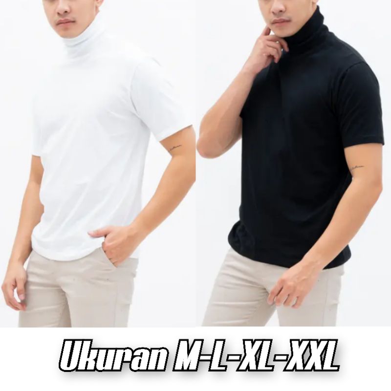 Jual XXL - Turtle Neck Short Sleeve Pria Kaos Turtleneck Lengan Pendek ...