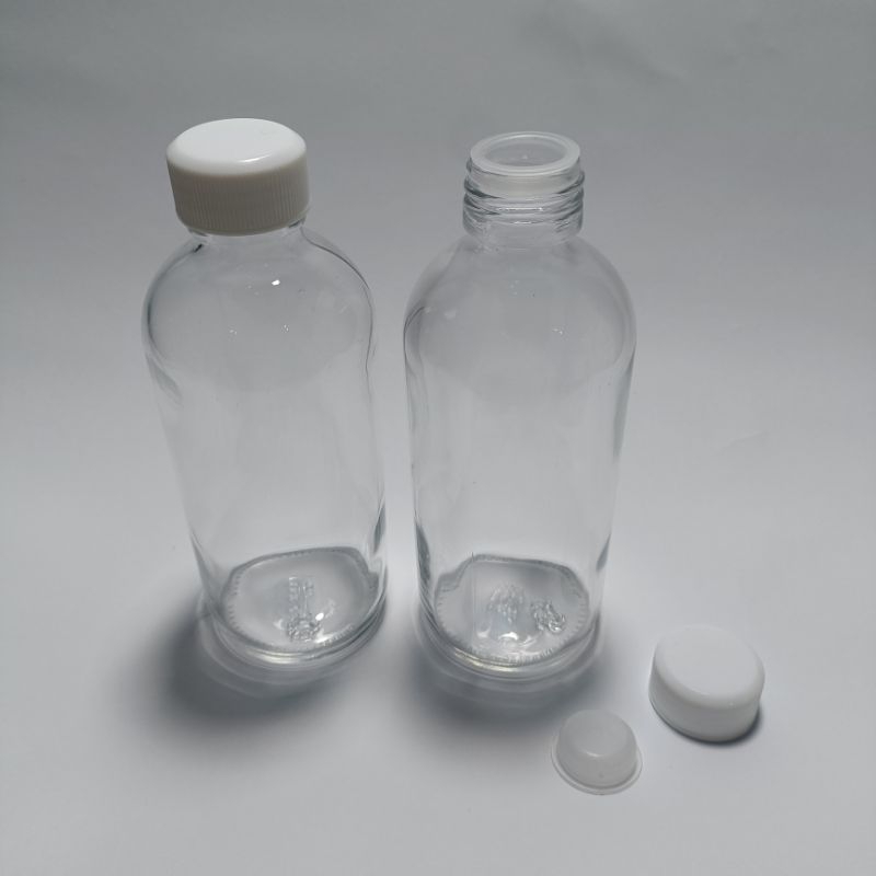 Jual Botol kaca 200ml clear tutup ulir neck 28 / Botol kaca bening ...