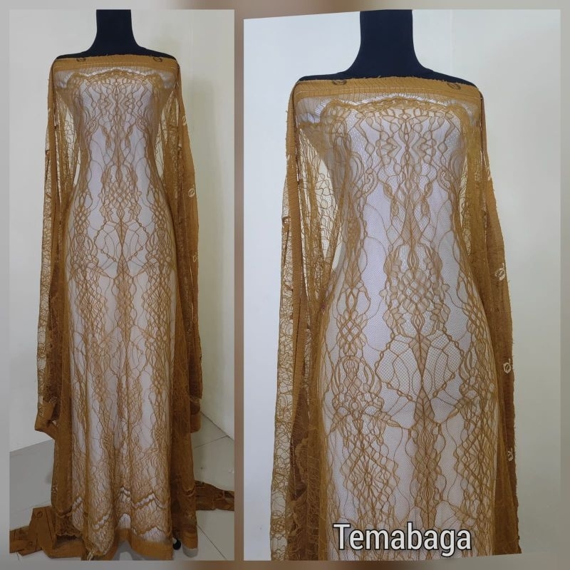Jual Kain Brokat Panel Chantily Warna Mustard Tembaga | Shopee Indonesia