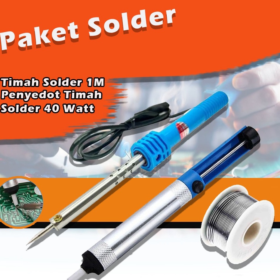 Jual Paket Alat Solder Listrik Solder 4W Penyedot Timah Timah Solder ...
