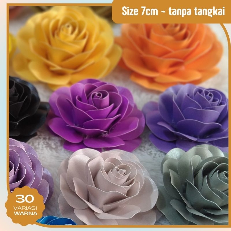Jual Bunga Mawar Kertas Small Rose Paper Flower Size 7cm tanpa tangkai ...