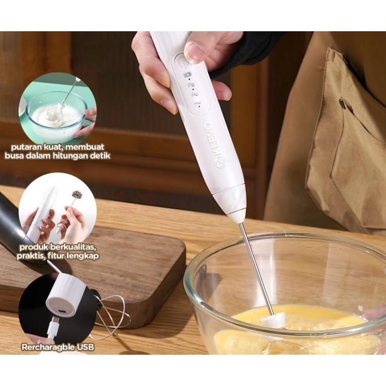 Jual KLEVO Hand Mixer dan Milk Frother / Whisker Electric USB Portable ...