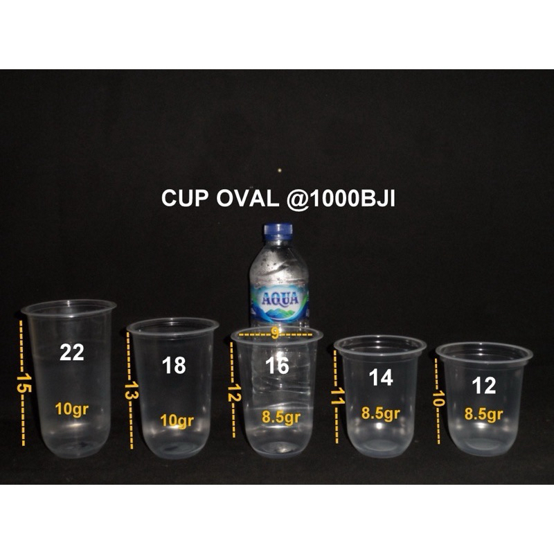 Jual [50 biji] cup oval merk MERAK EURO TIP TOP ukuran 18 oz 8 gram ...