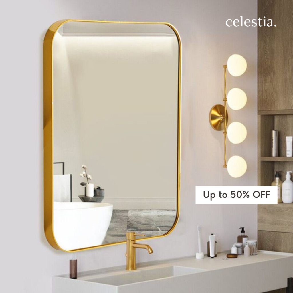 Jual Cermin aesthetic Kotak/Persegi Frame GOLD Glossy Cermin Dekorasi ...