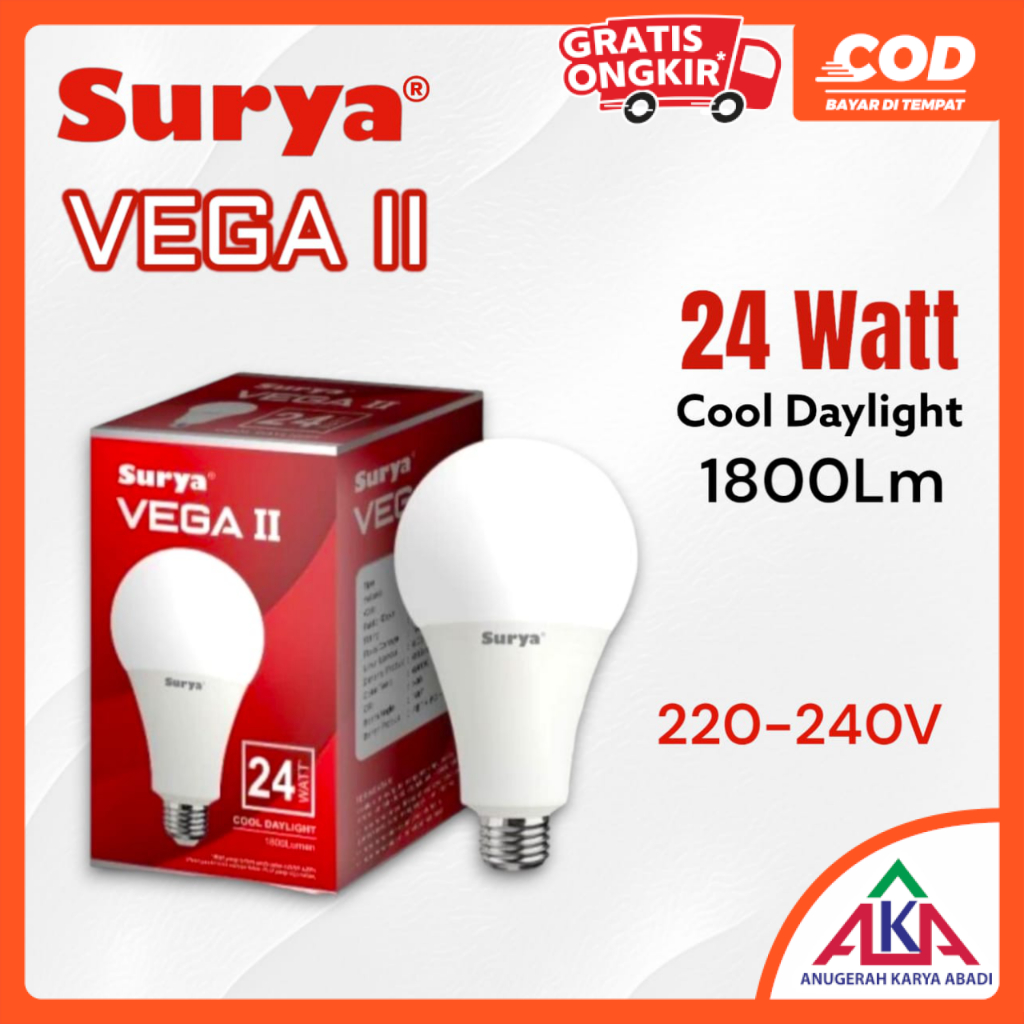 Jual SURYA NEW VEGA Bohlam Lampu LED Bulb Cool Daylight Putih Terang - 22 / 24 Watt | Shopee ...
