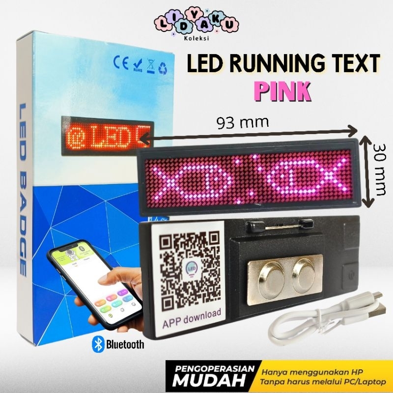 Jual Nametag LED Mini Custom Bluetooth / Papan Lampu LED / Name tag LED Elektronik / Running ...