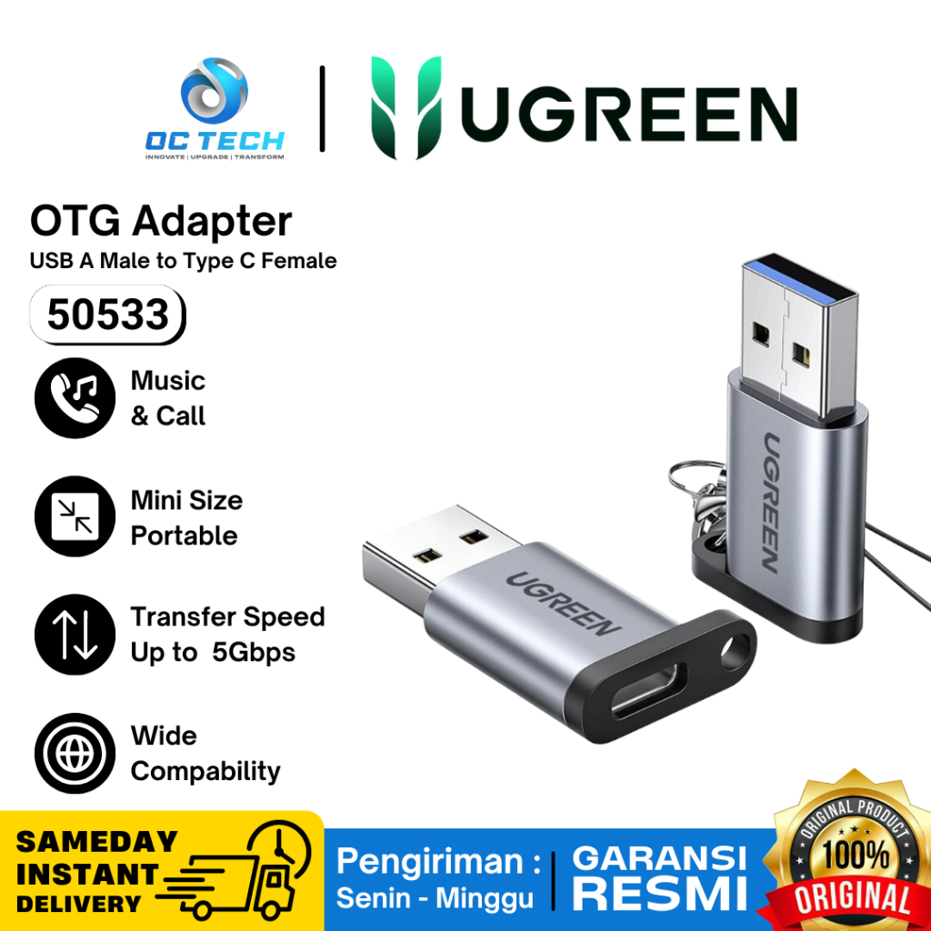 Jual UGREEN 50533 Adapter USB A 3.0 Male To USB C Female 5 Gbps ...