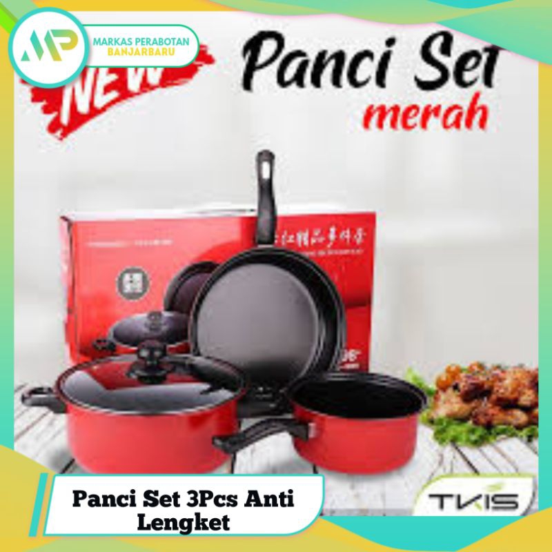 Jual Panci Set 3Pcs SQRS / Panci Anti lengket / Panci Set 13 pcs Cookware | Shopee Indonesia