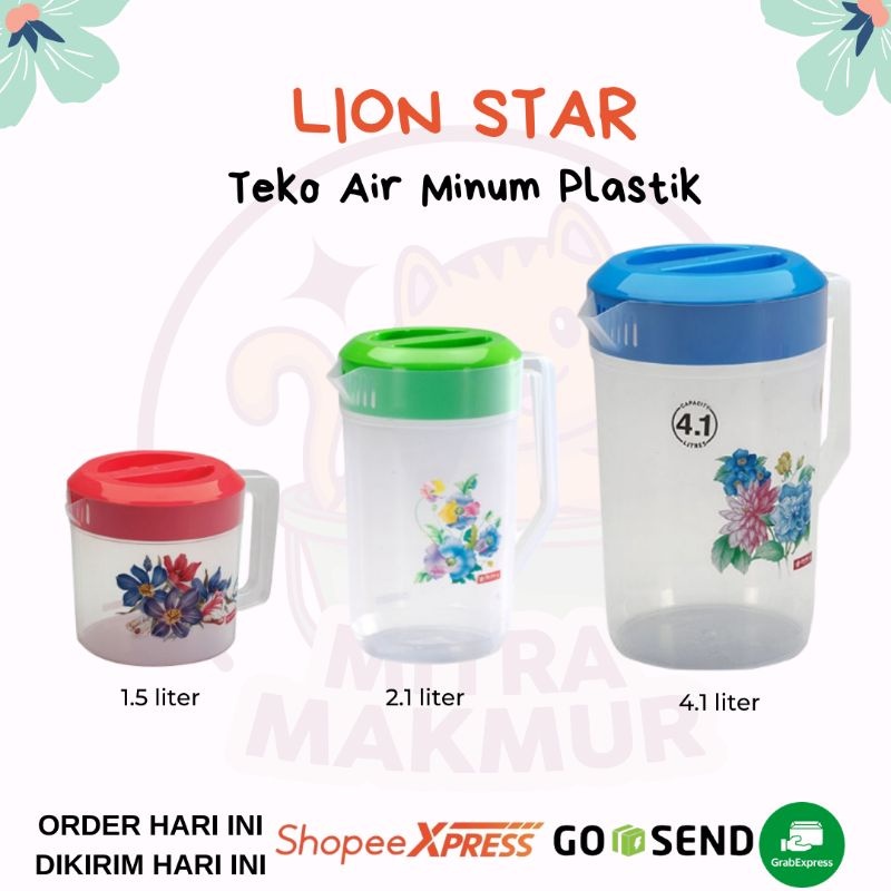 Jual Lion Star Teko Air Minum Plastik Ukuran=1,5-2,1 dan 4,1 Liter | Shopee Indonesia