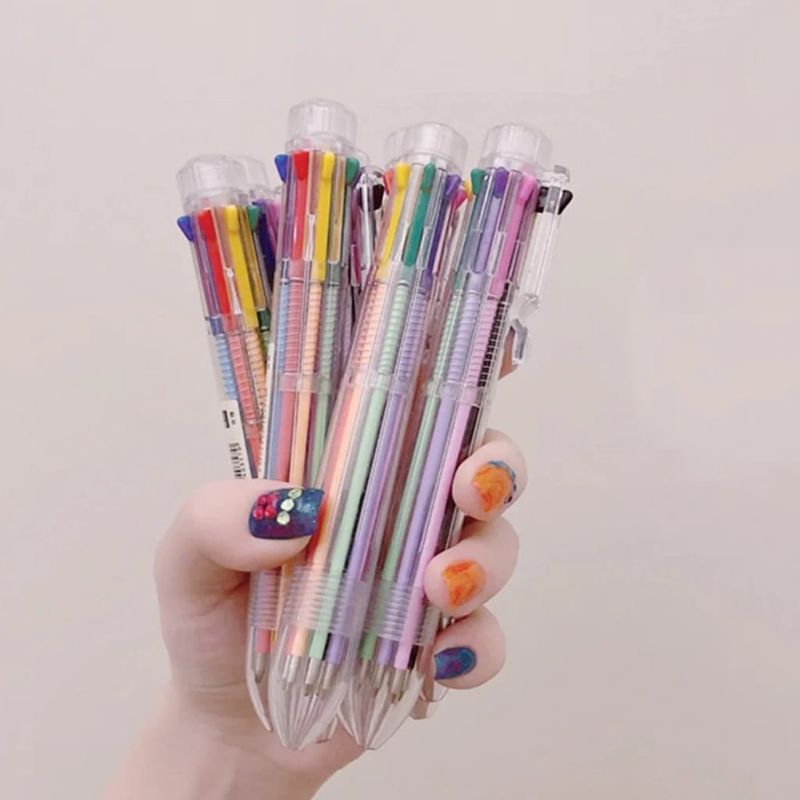 Jual Pulpen 6 Color in 1 Ballpoint Pen Office Pena 6 Warna Sekaligus ...
