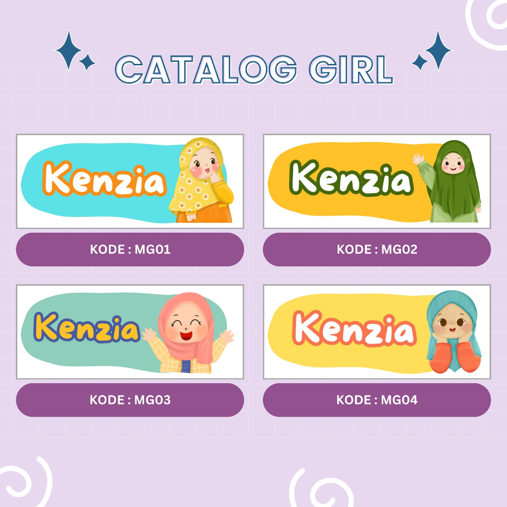 Jual (Tema Anak Muslim & Muslimah) Isi 55 pcs Sticker Label Nama Anak ...