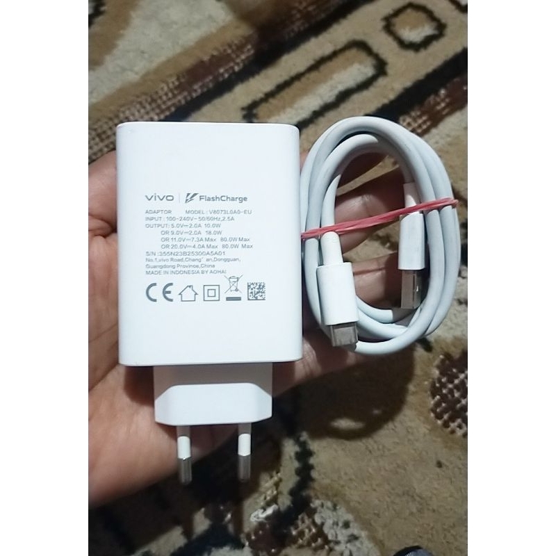 Jual set charger vivo 80 Watt ORI bawaan hp | Shopee Indonesia
