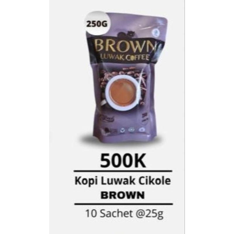 Jual KOPI LUWAK CIKOLE BROWN Satu BOK isi 10 Sacet @25g | Shopee Indonesia