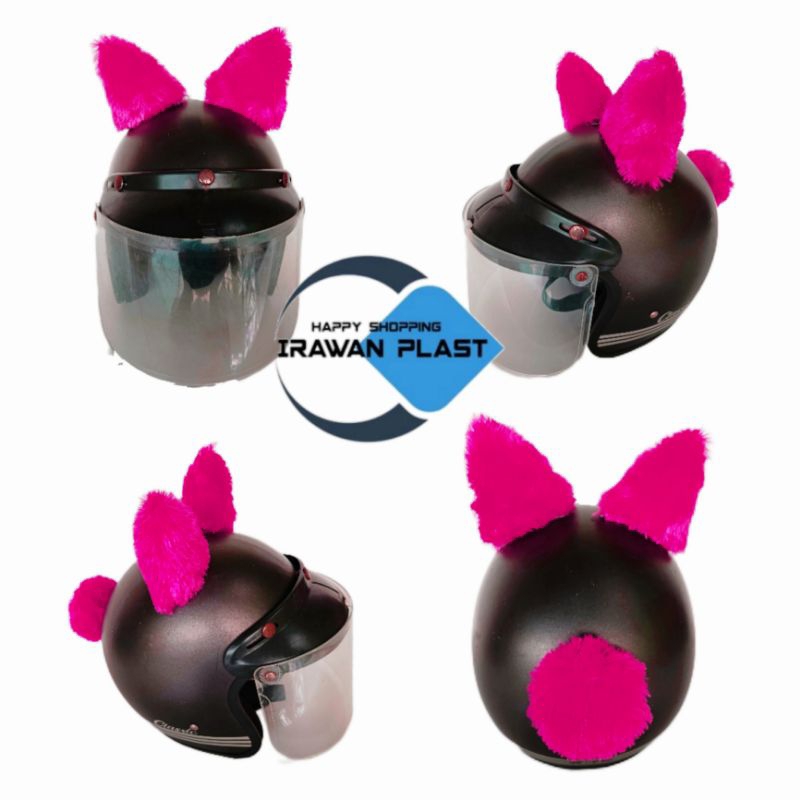 Jual Kuping helm unik FULL BULU + BUNTUT, bogo, full face, half face ...