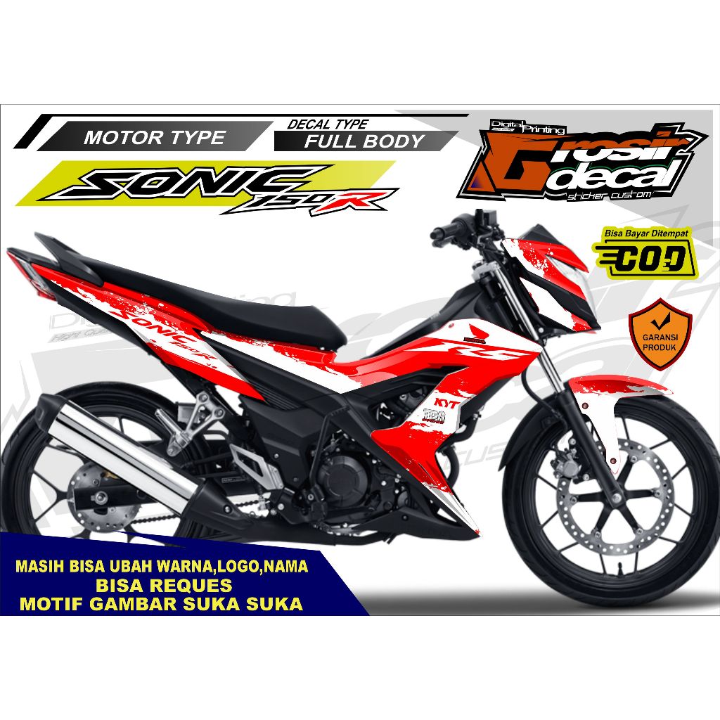Jual Decal Stiker Honda Sonic 150 R Full Body Free Custom Stiker Honda ...