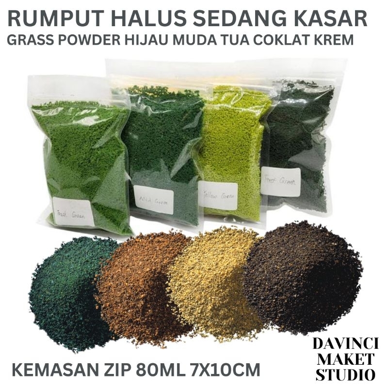 Jual (Zip) Serbuk Rumput Tabur Maket Diorama 7cm x 11cm Halus Sedang ...