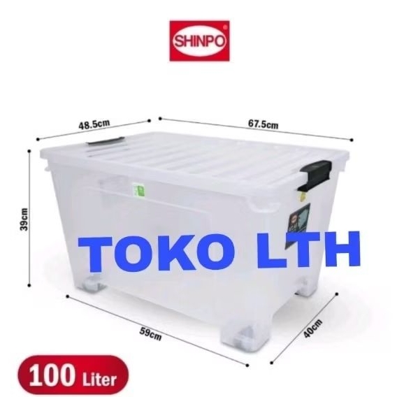 Jual ATLAS CB100 CONTAINER BOX RODA TRANSPARAN 100 LTR SHINPO CB 100 ...