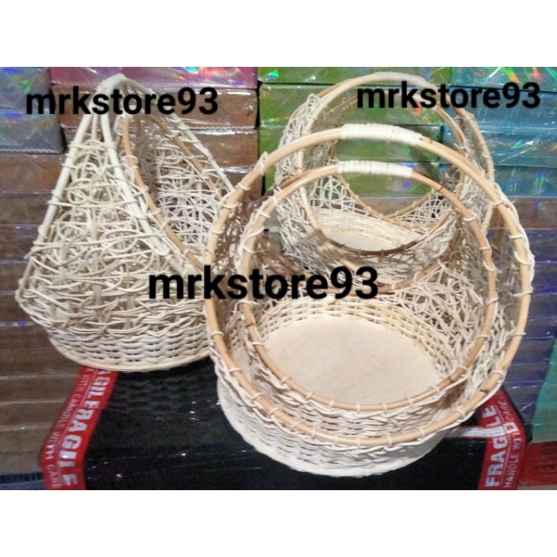 Jual Kranjang Parcel Rotan MODEL CINCIN BULAT 1 set isi 2 || MODEL ...