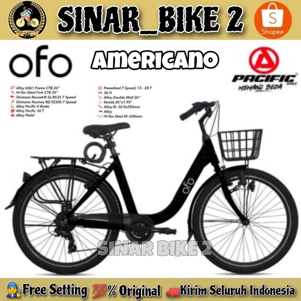 Jual Sepeda Keranjang Dewasa PACIFIC OFO 26 Inch 7 Speed Alloy Urban City Bike Garansi Resmi 5 ...