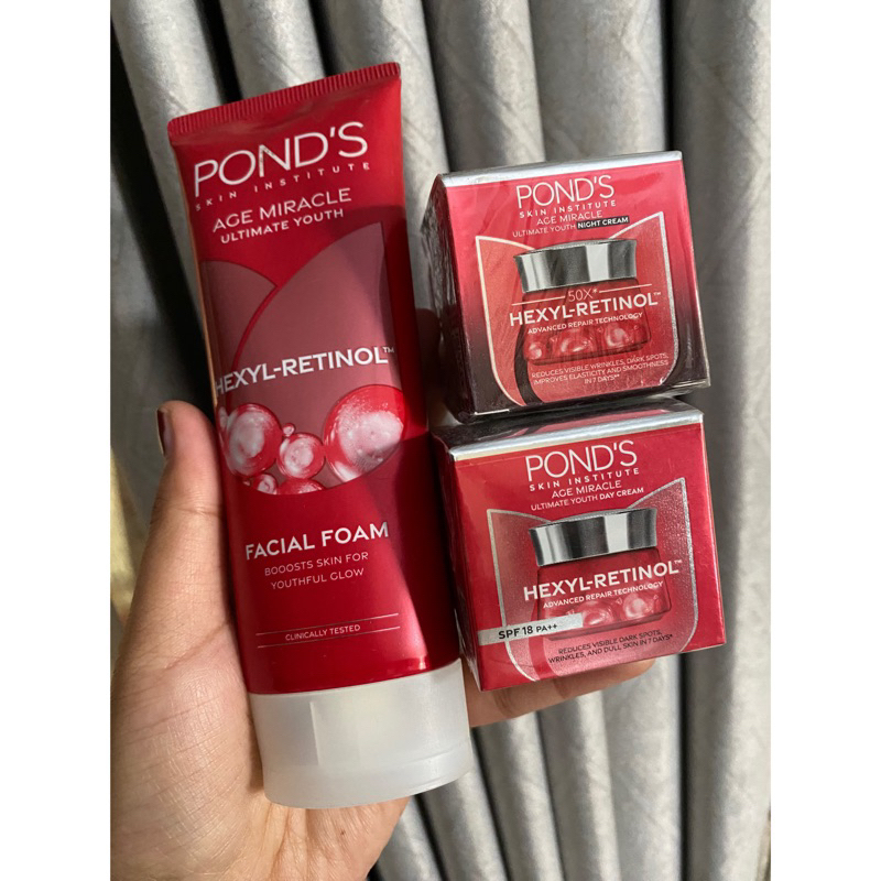 Jual Ponds Age Miracle Facial foam 100 + Cream day&Night 9gr | Shopee ...