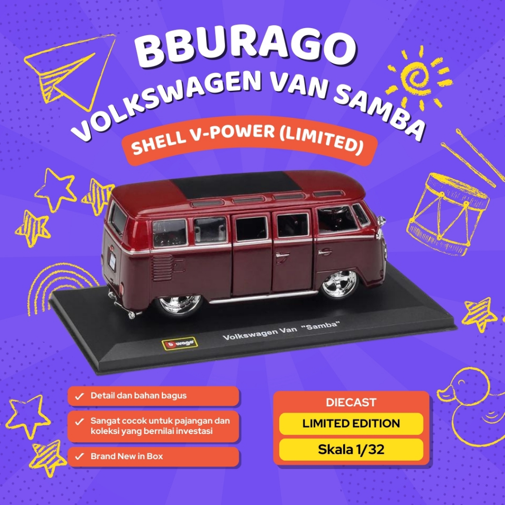 Jual Bburago Shell Classic Collection Volkswagen Van Samba Diecast ...