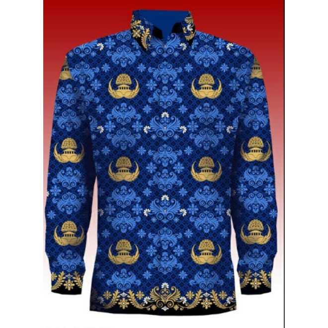 Jual batik korpri kerah hitam terbaru full furing katun halus lengan dan kerah hitam tumpal ...