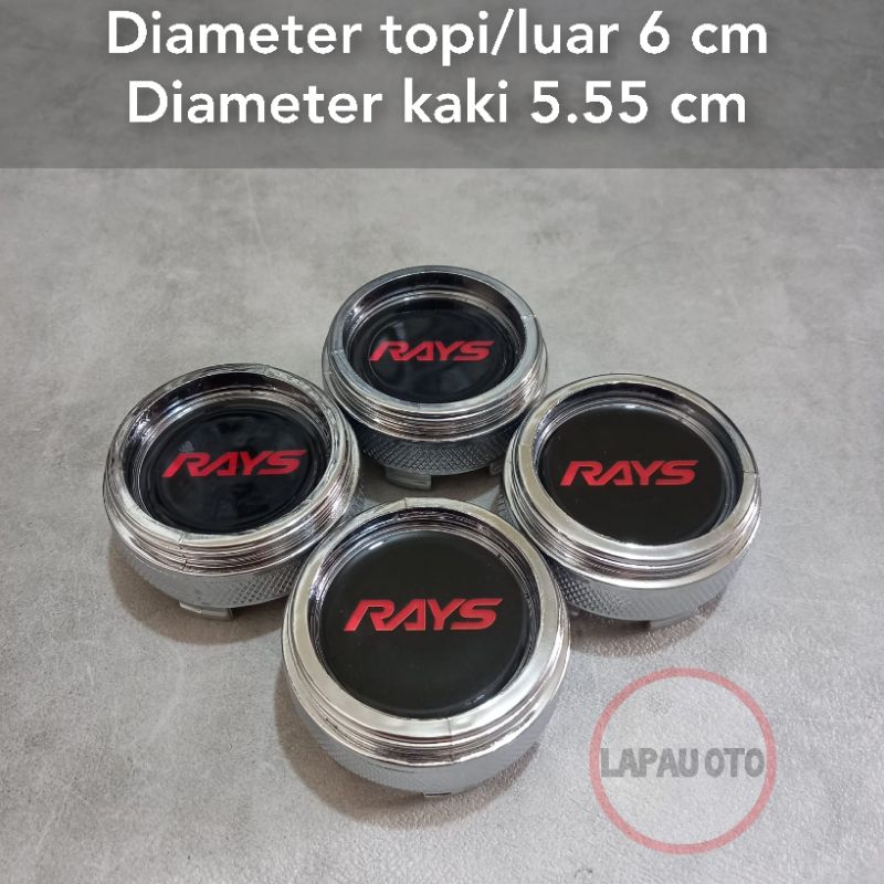 Jual dop velg racing rays silinder chrome diameter 6 cm harga 4 pcs ...