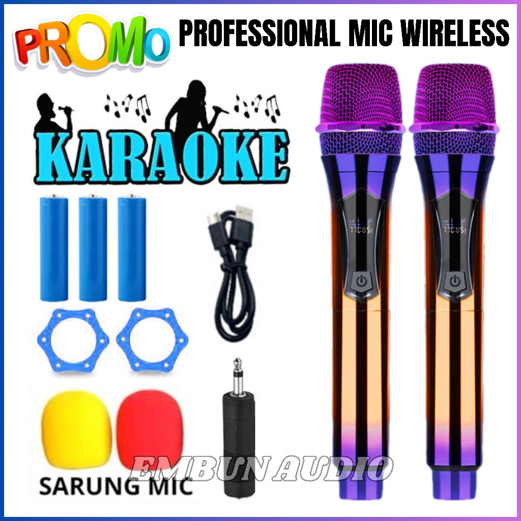 Jual Double Mic Wireless Profesional Microphone mic tanpa kabel LT-128 ...