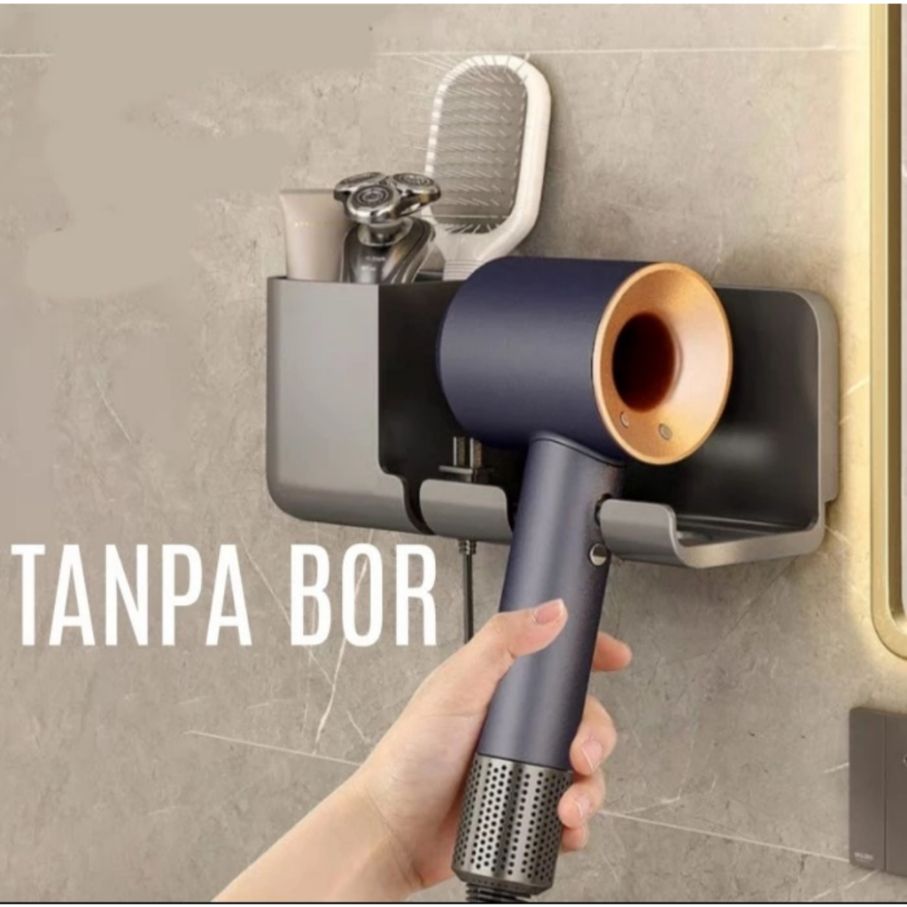 Jual gantungan hair dryer kamar mandi / Rak tempat pengering rambut R025 | Shopee Indonesia