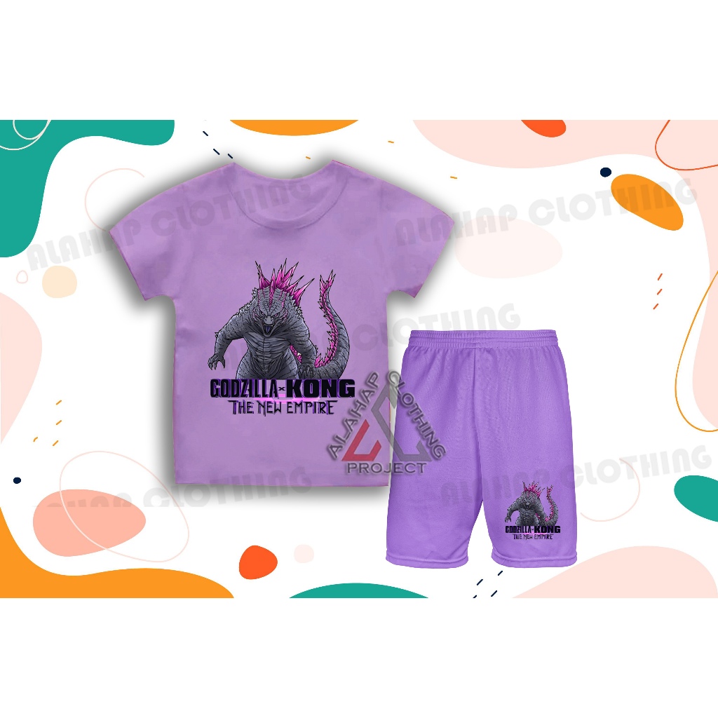 Jual Baju Kaos Setelan Anak Godzilla x Kong The New Empire celana Anak ...