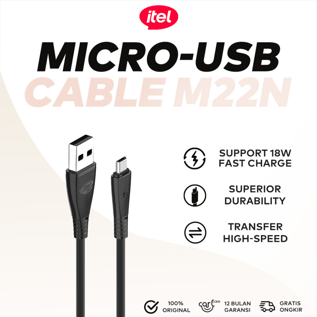 Jual Itel ICD-M22N Cable For micro usb Kabel Casan Kepanjangan 1M Fast ...