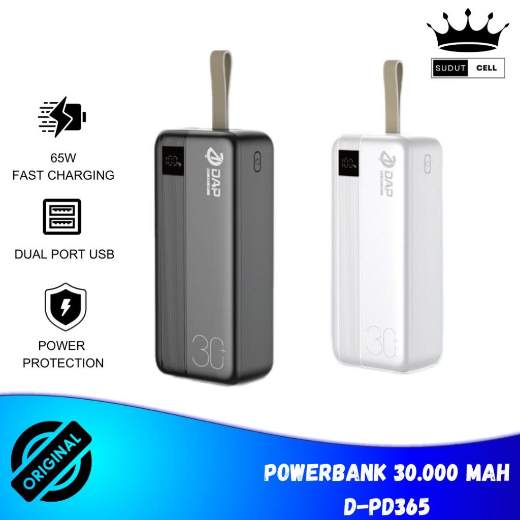 Jual DAP PowerBank 30.000mAh D-PD365 / PD 65W Dual Input/Output Type C USB 3.0 QC Original 1 PCS ...