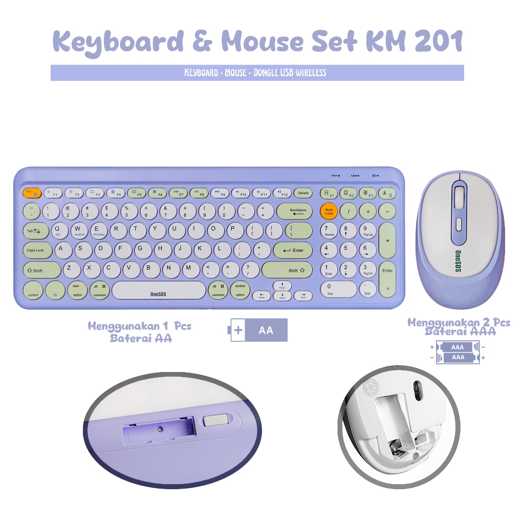 Jual Keyboard Wireless Mouse Bundle Set Mixed Sweet Colorful 2.4 Ghz ...
