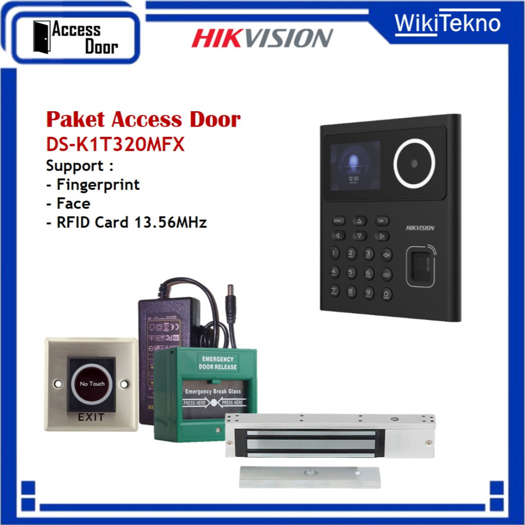 Jual Paket Access Control Face Finger RFID Card Hikvision DS-K1T320MFX ...
