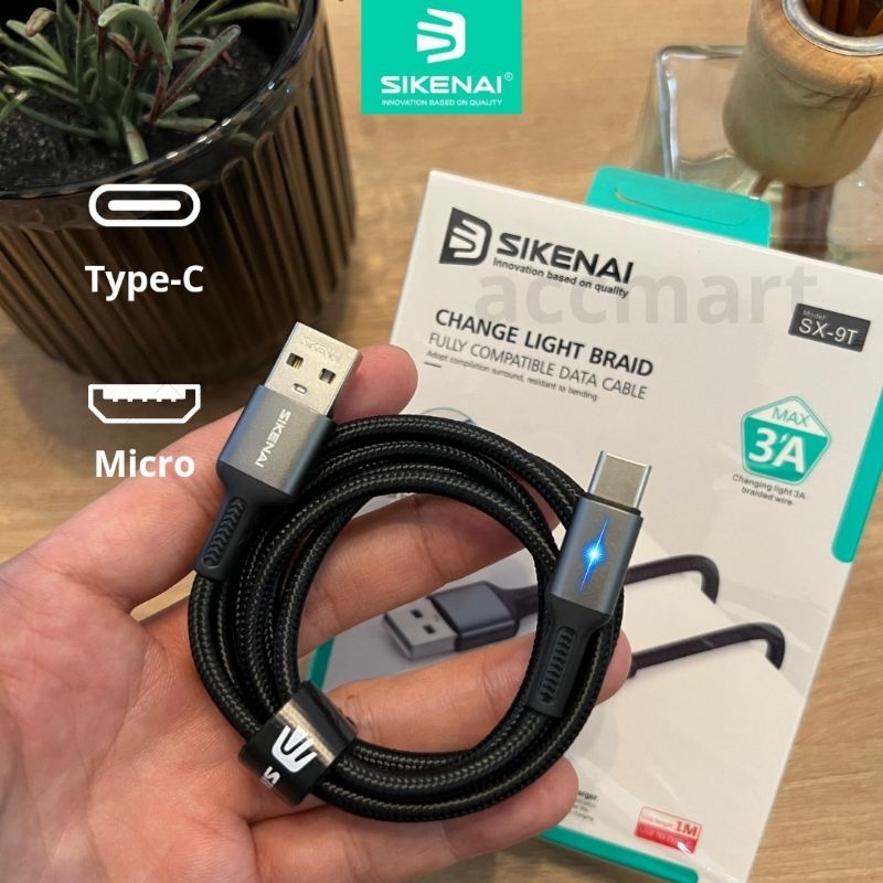 Jual KABEL DATA MICRO/TYPE-C SIKENAI SX-9 SUPER FAST CHARGING WITH LED ...